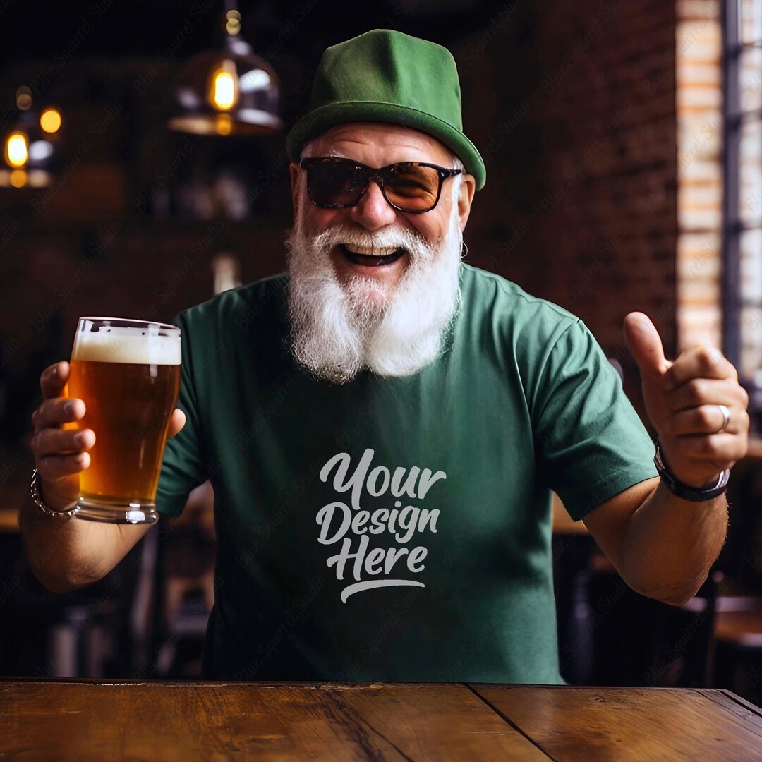 Old Man Green Bella Canvas 3001 Mockup Grandpa Dark Green T-shirt Mock ...