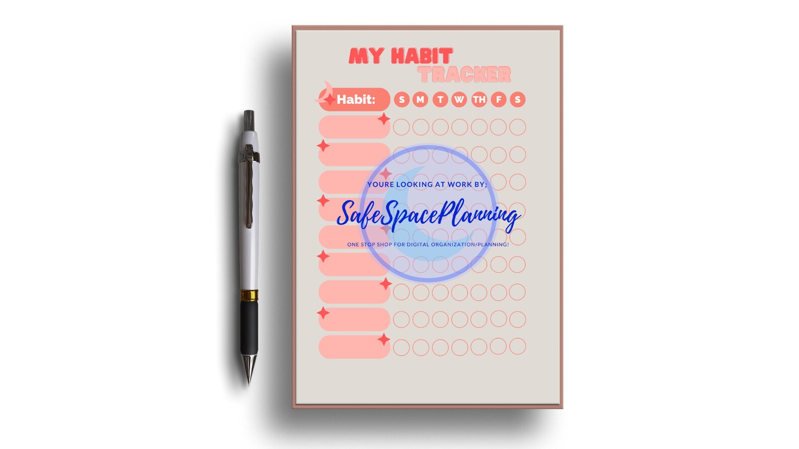 Digital Habit Tracker, Pink. Printable Habit Tracker Weekly Adult Habit ...