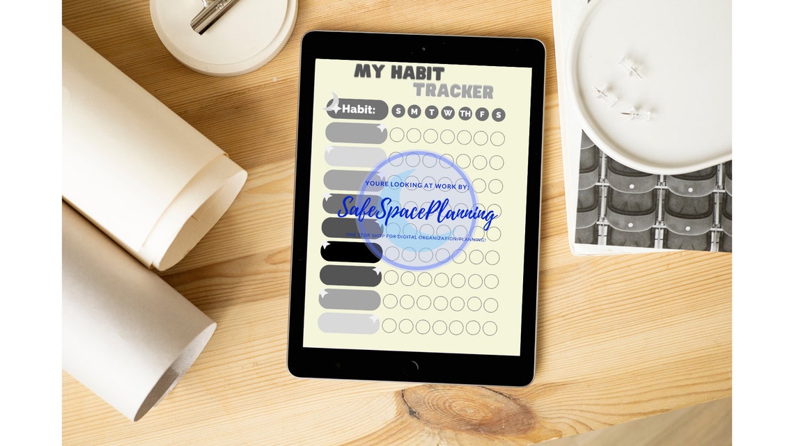 Digital Habit Tracker, Black. Printable Habit Tracker Weekly Adult ...
