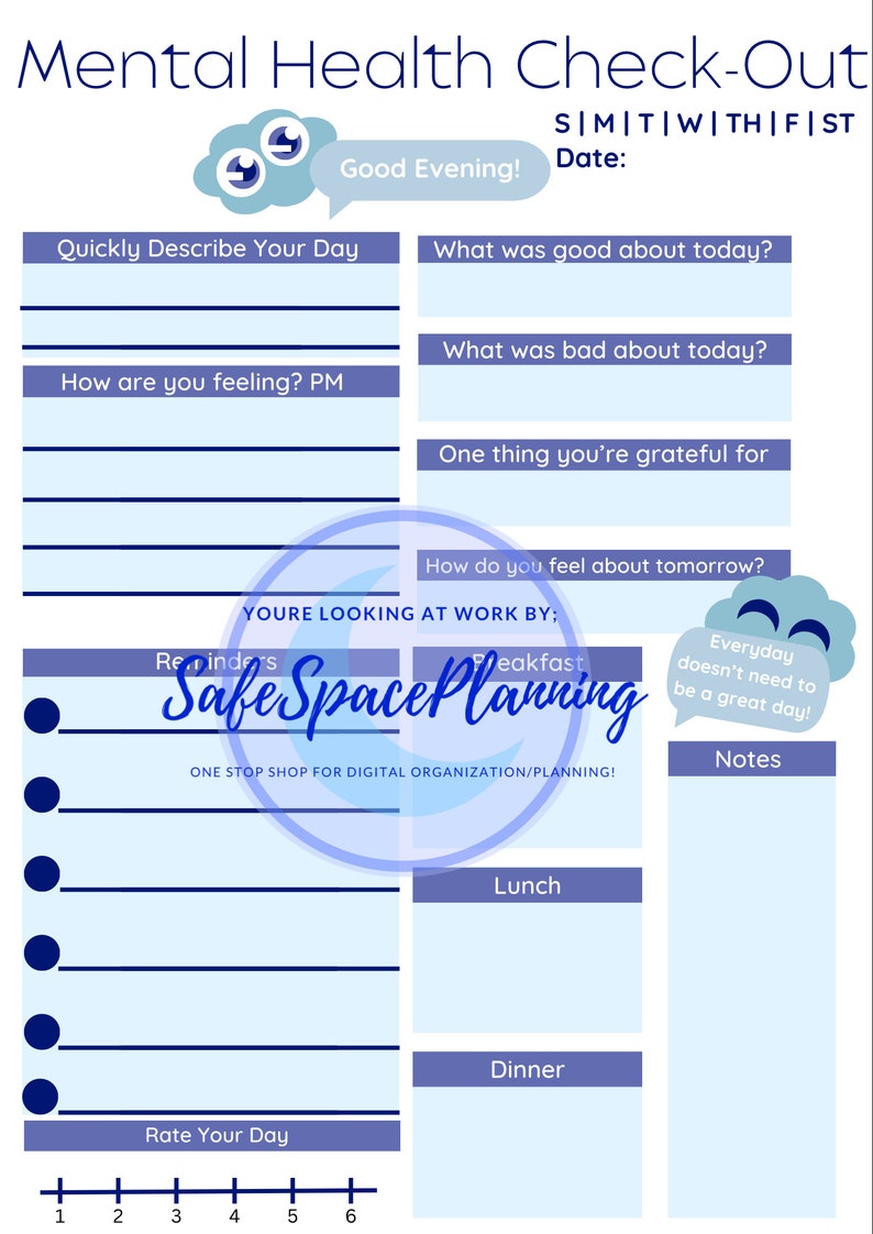 Mental Health Check in / Check Out Digital Download Mental Health ...