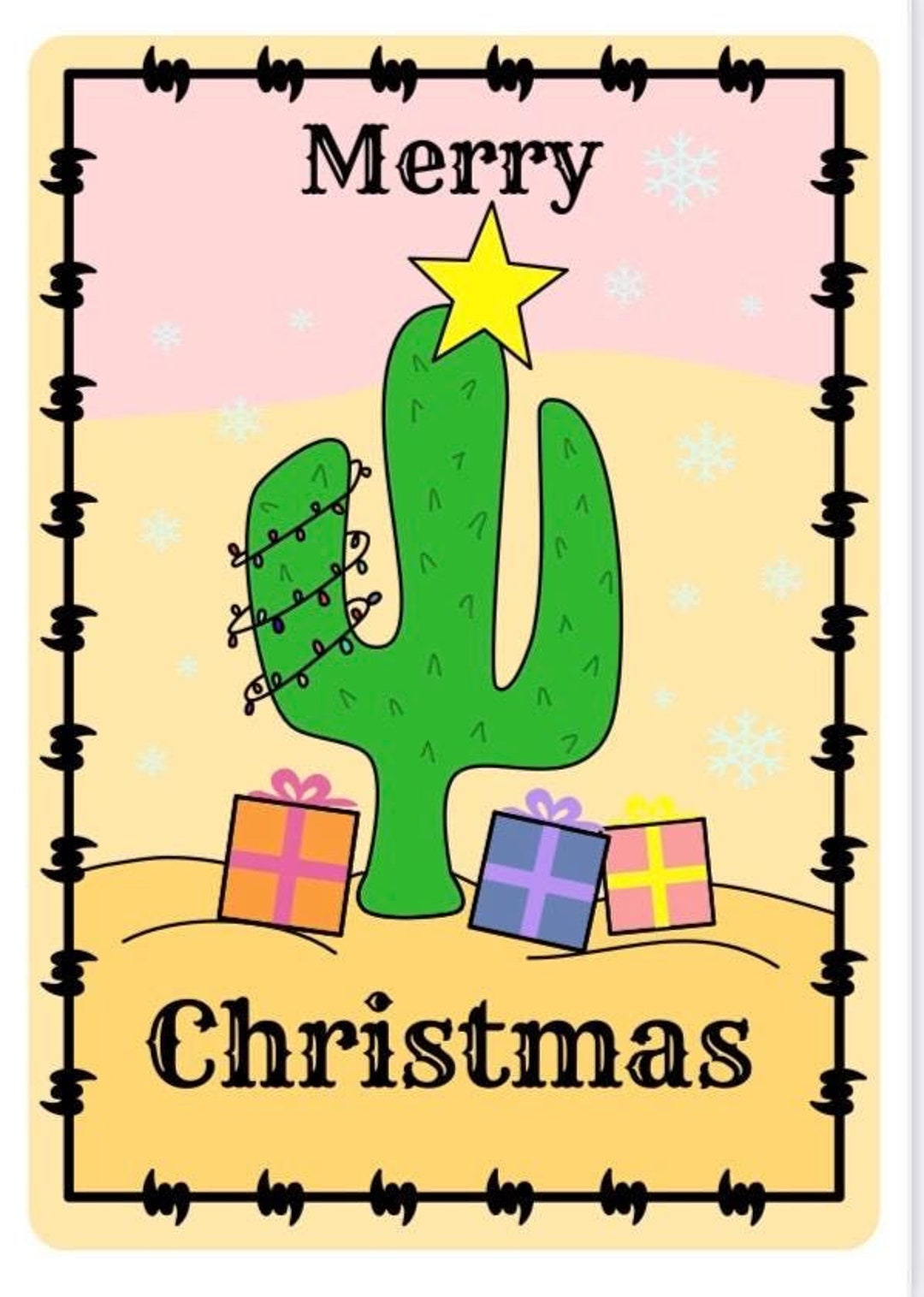 Cactus Christmas Card Digital Download - Etsy