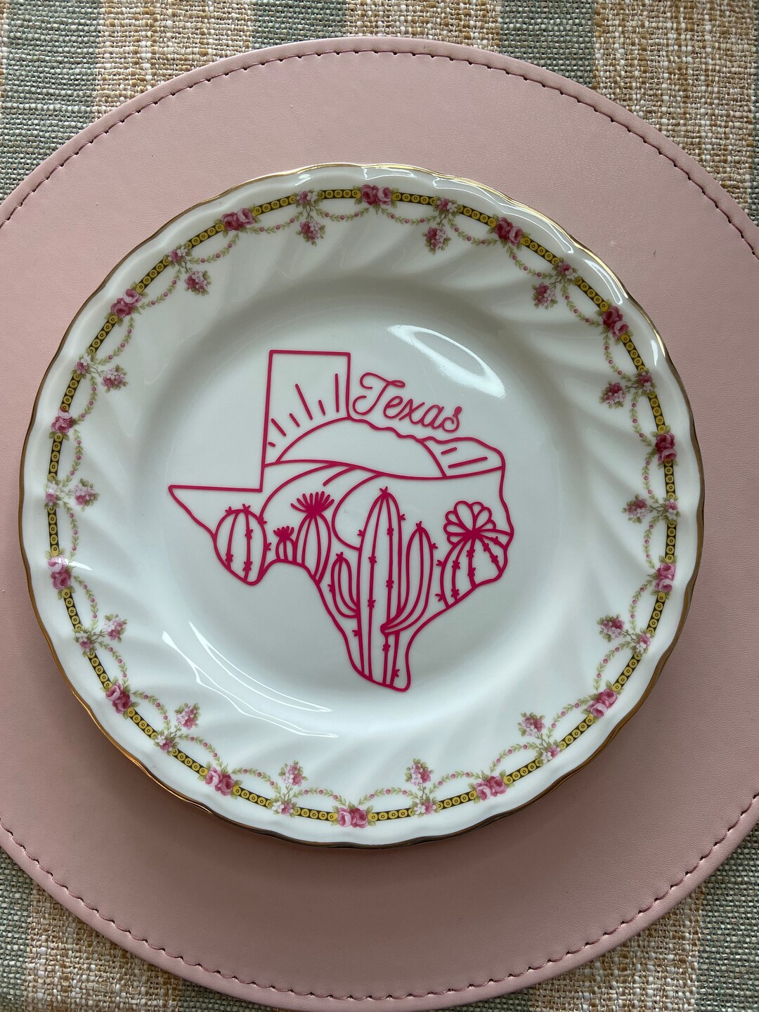 Texas Home Decor Plate / Wall Hanging. Decorated China Plate for Home ...