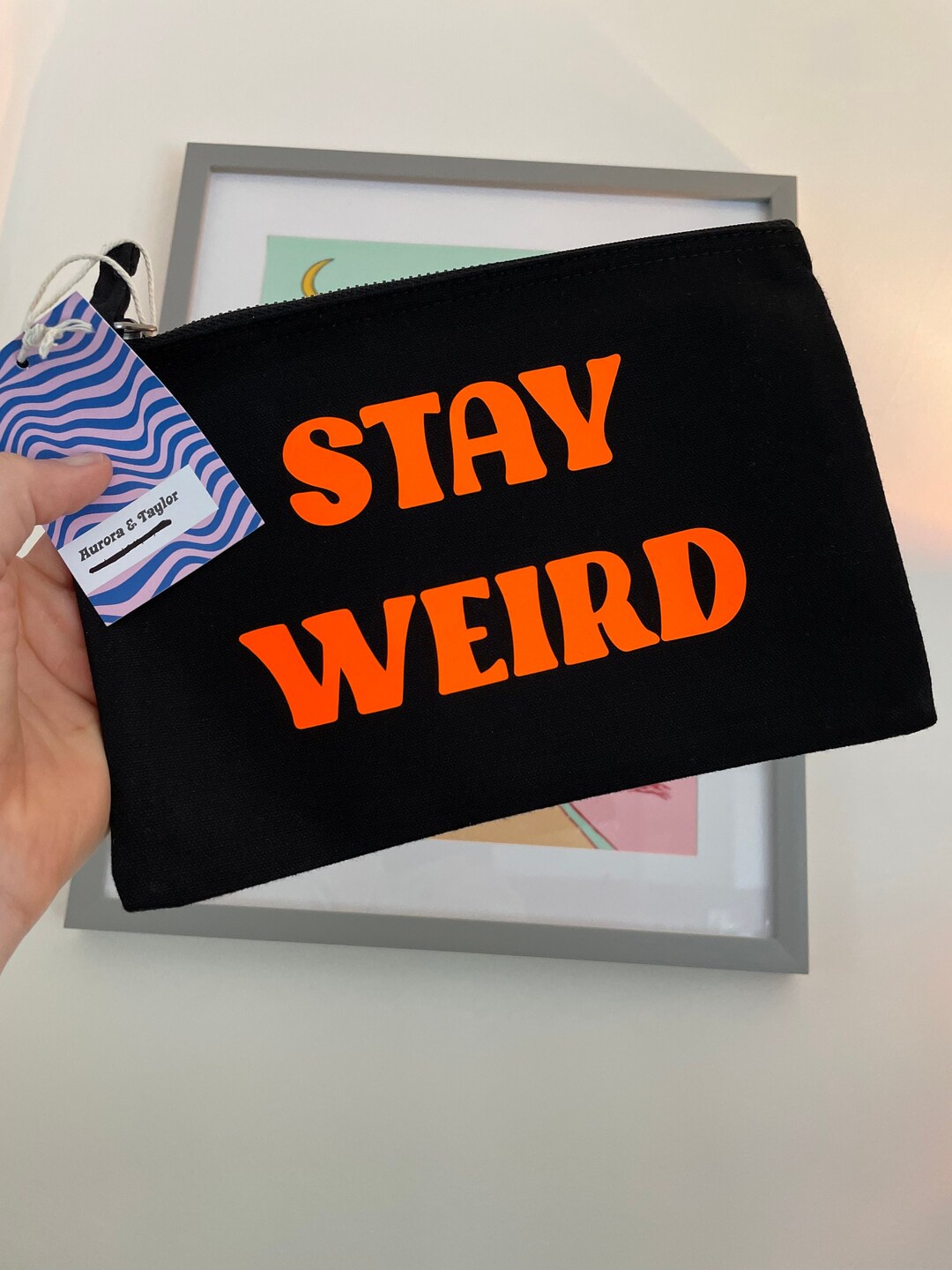 Stay Weird Zip Bag, Best Friend Gift, Zip Pouch, Neon Colours, Sibling ...