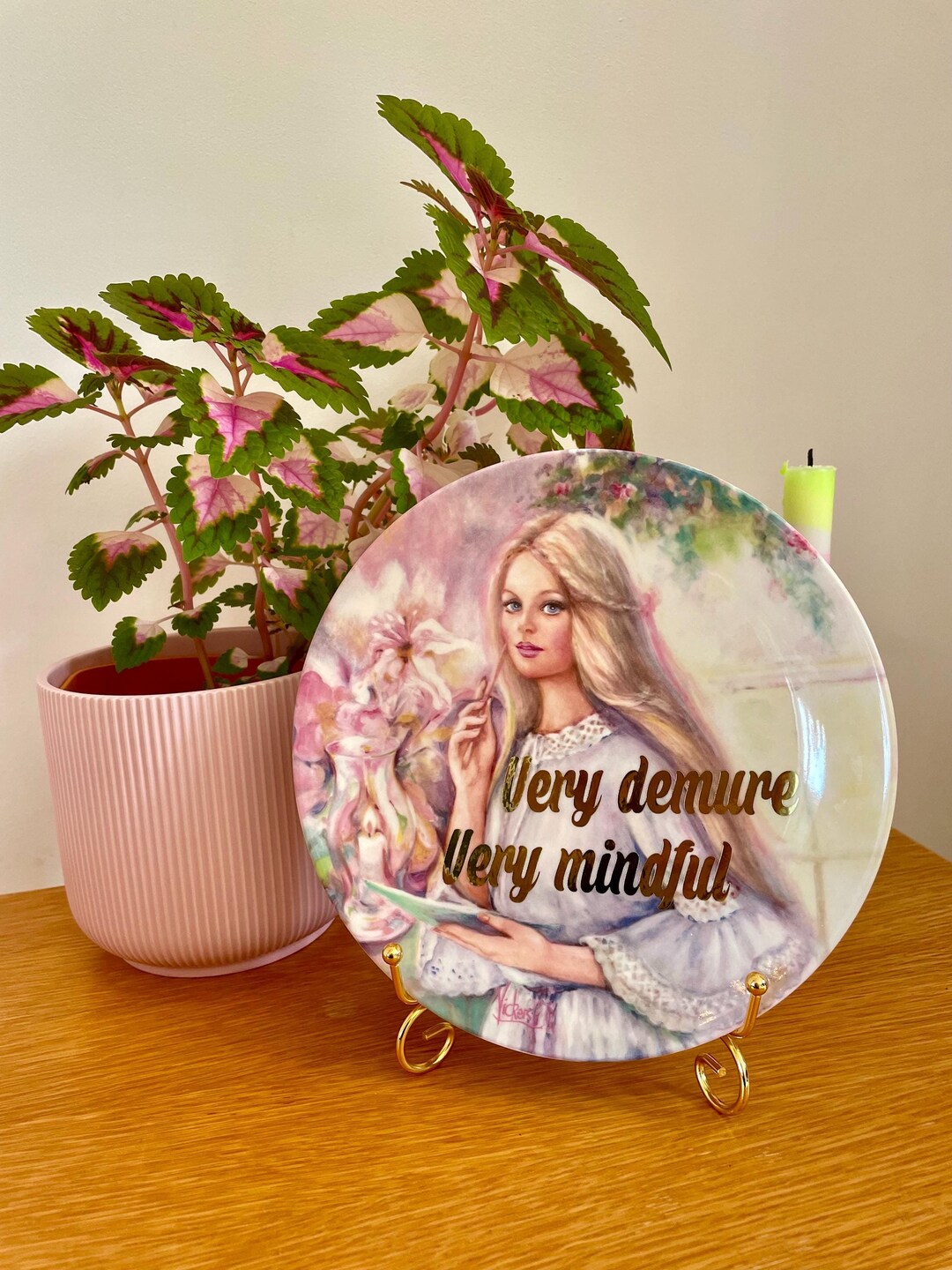Very Demure, Very Mindful China Plate - Popular Quote Up-cycled China ...