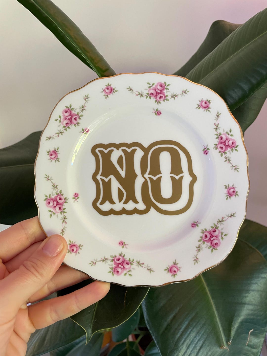 NO Bold Font Decorative Plate. Up-cycled China Plate. Rude Plate ...