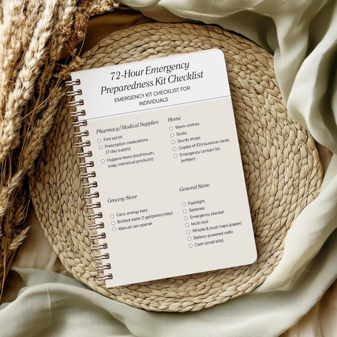 Emergency Kit Checklist Printable, 72 Hour Prepper PDF for Adults, Bug ...