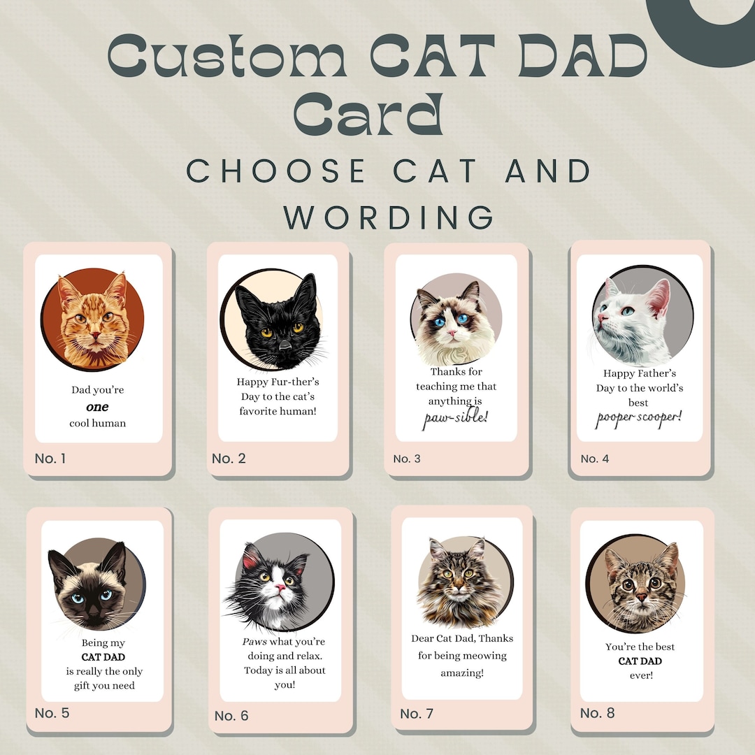 Cat Dad Birthday Card Printable, Father's Day Cat Dad Card, Funny Card ...