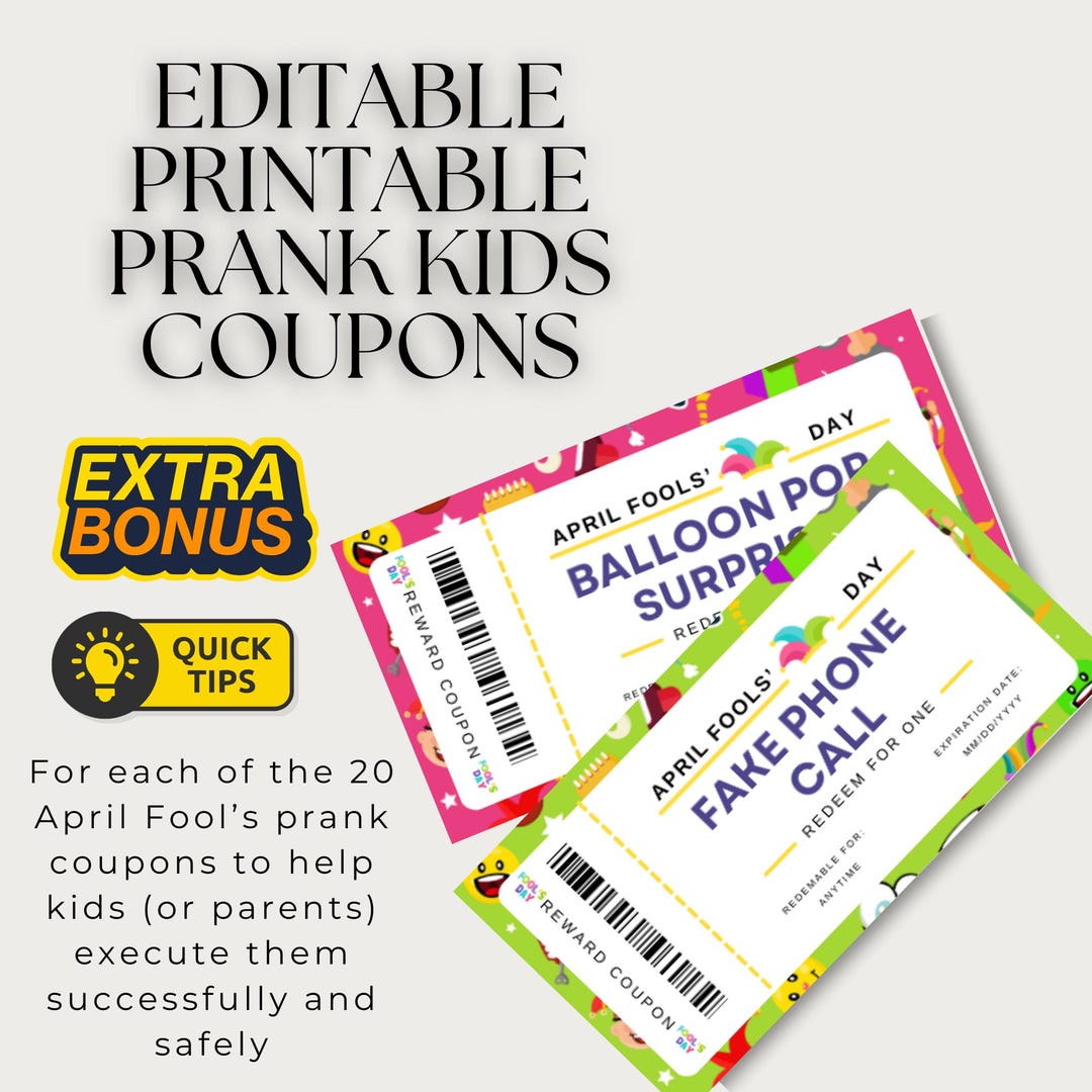 Editable Prank Coupons for April Fools' Day,funny Birthday Joke Coupon ...