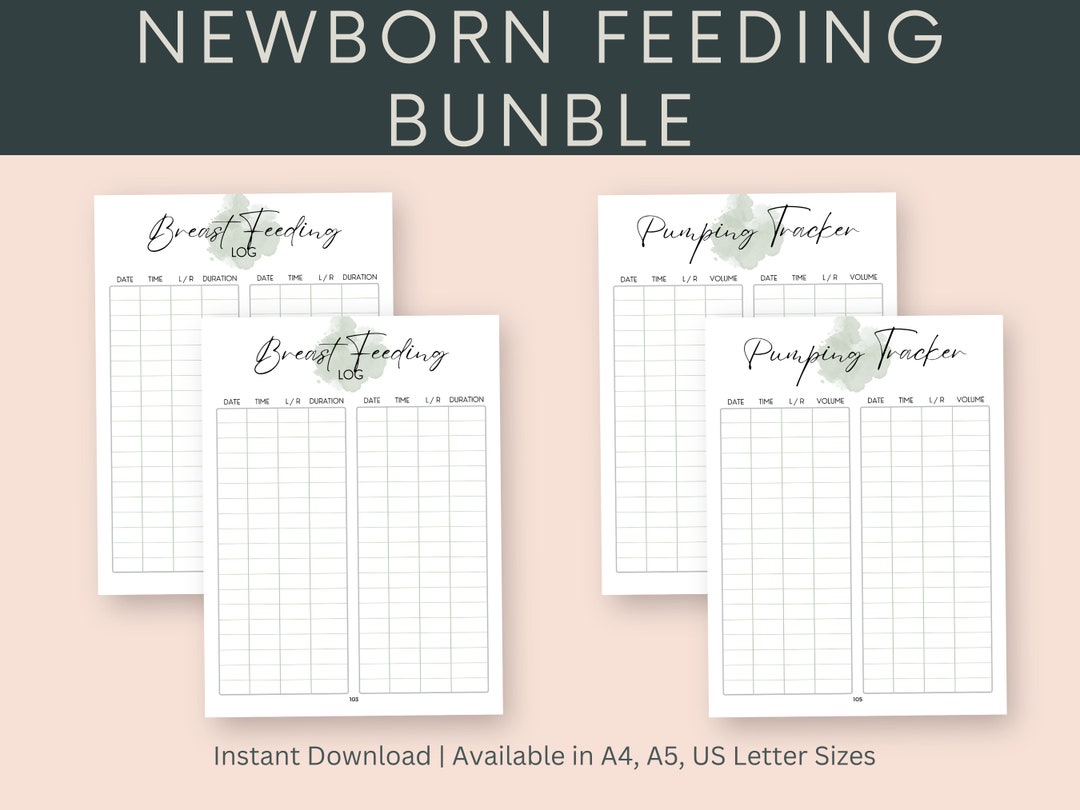 Newborn Feeding Log, Breastfeeding Log, Pumping Log, Breast Pump Log ...