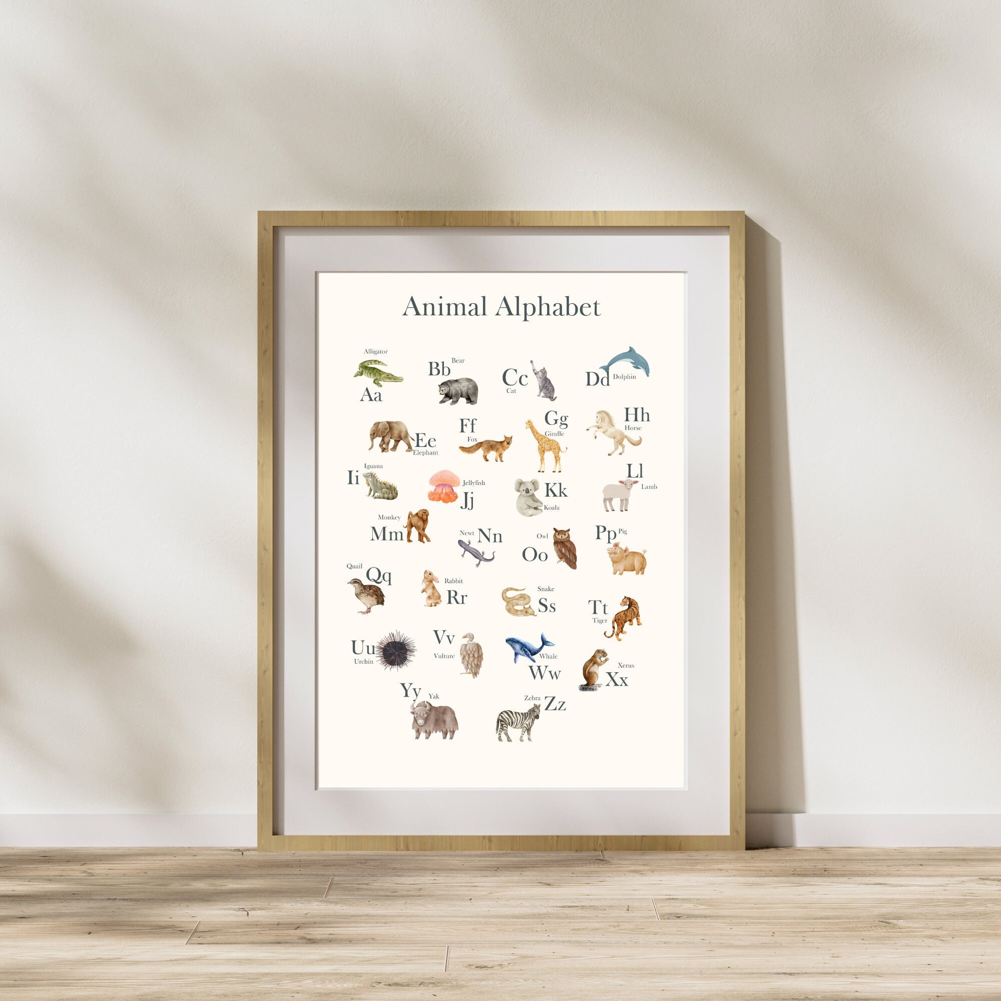 Animal Alphabet Poster for Nursery, ABC Wall Art for Kids Room ...