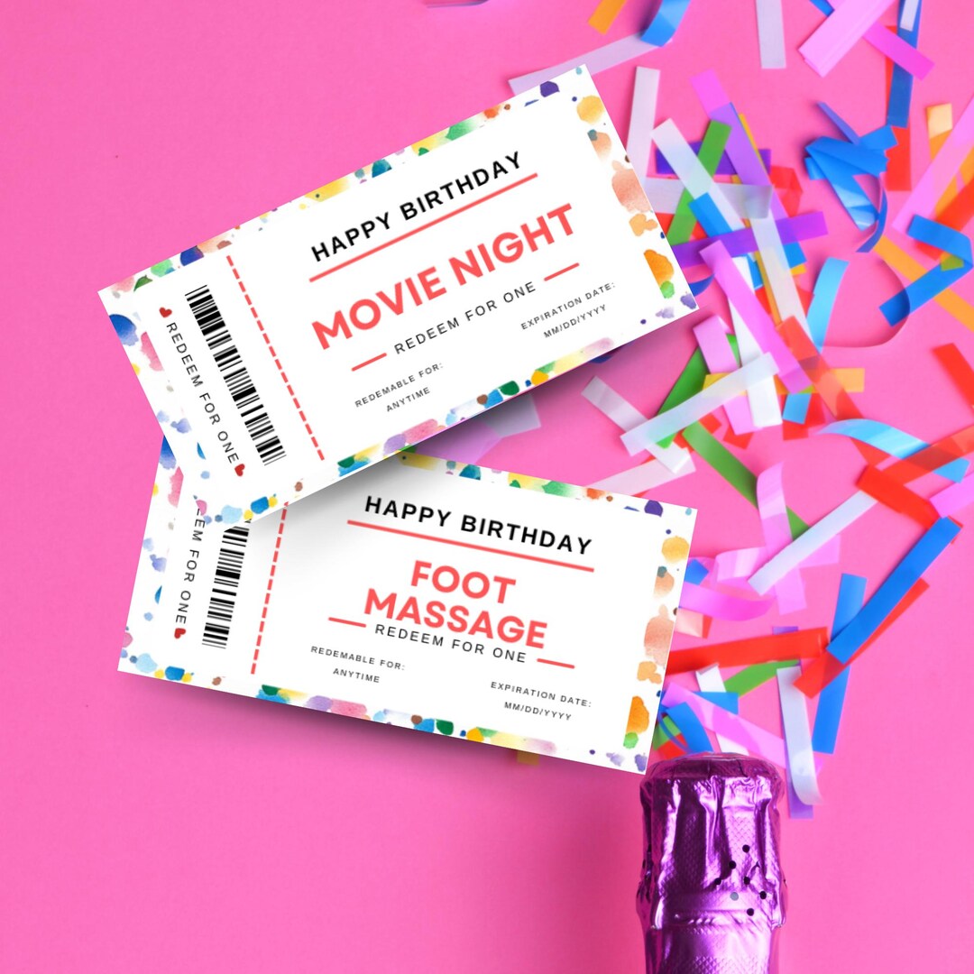 Printable Happy Birthday Coupon Custom Gift Voucher Template, Editable ...