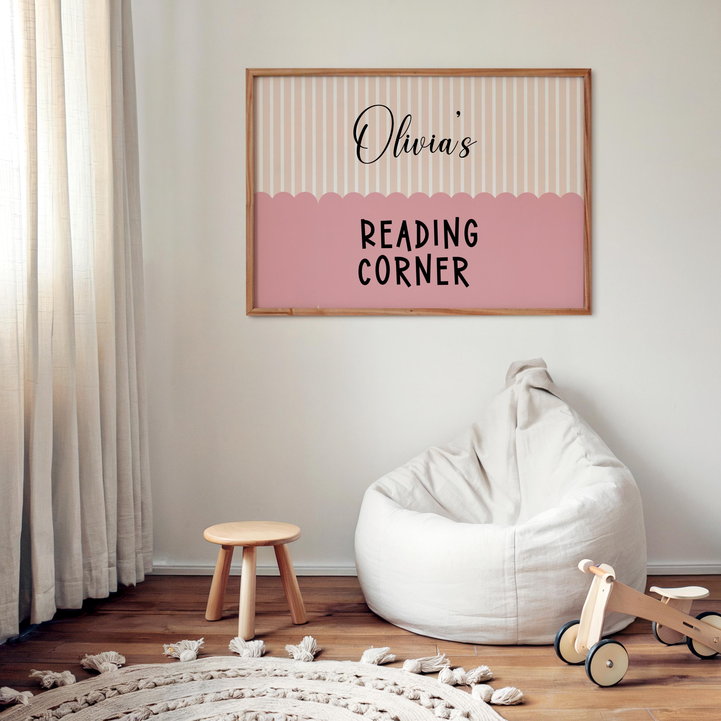 Personalized Reading Corner Sign, Book Nook Print, Girls Bedroom Decor ...