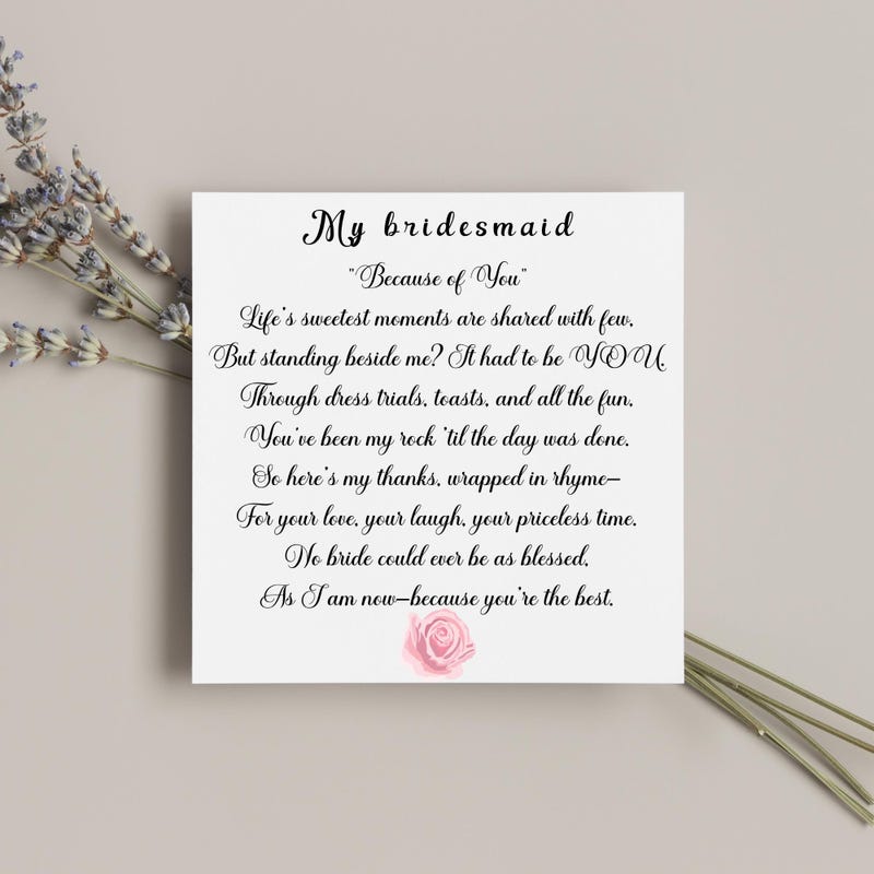 Bridesmaid Poem - Etsy
