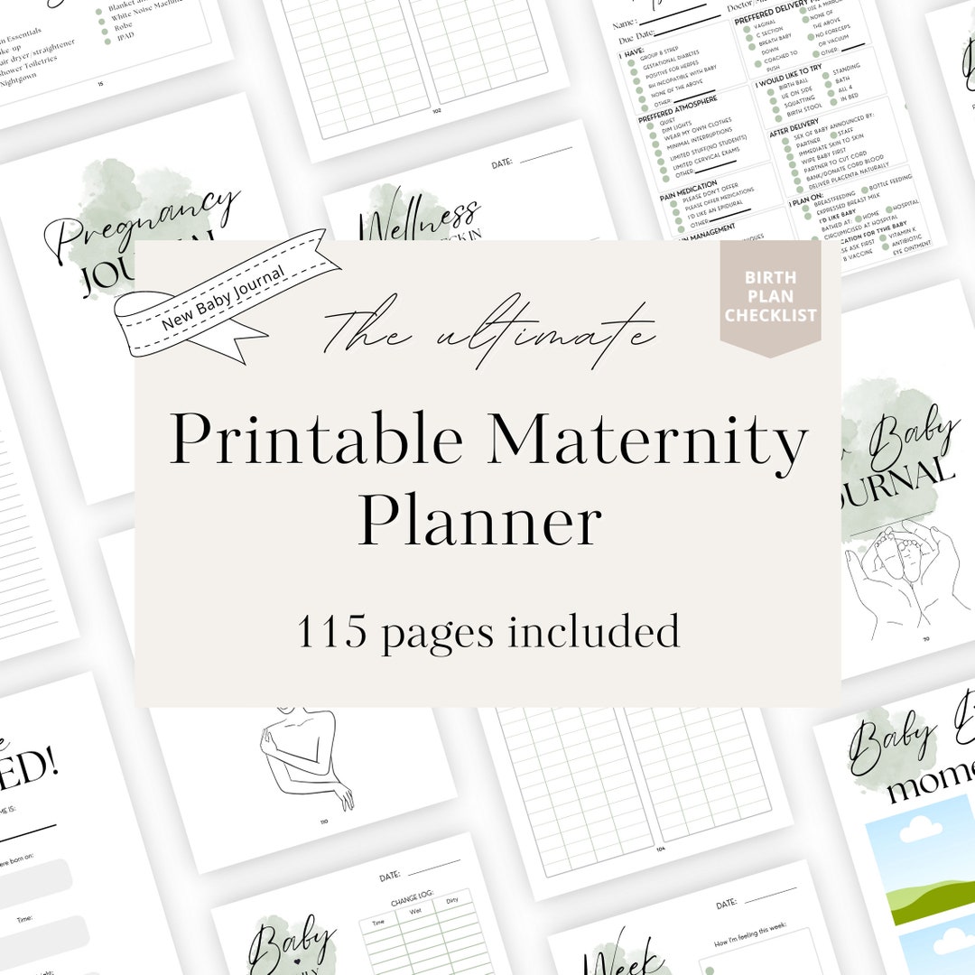 Printable Maternity Planner Birth Prep Guide Baby Milestone Tracker ...