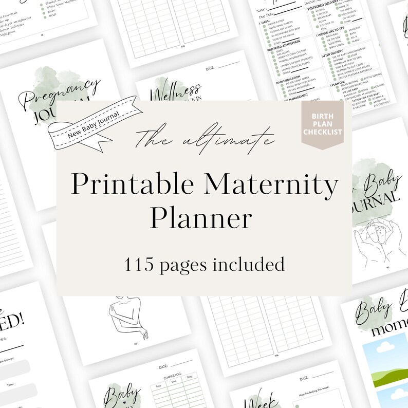 Printable Maternity Planner Birth Prep Guide Baby Milestone Tracker ...