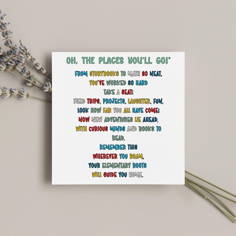 Oh the Places You'll Go Poem, End of School Year Letter Printable for ...