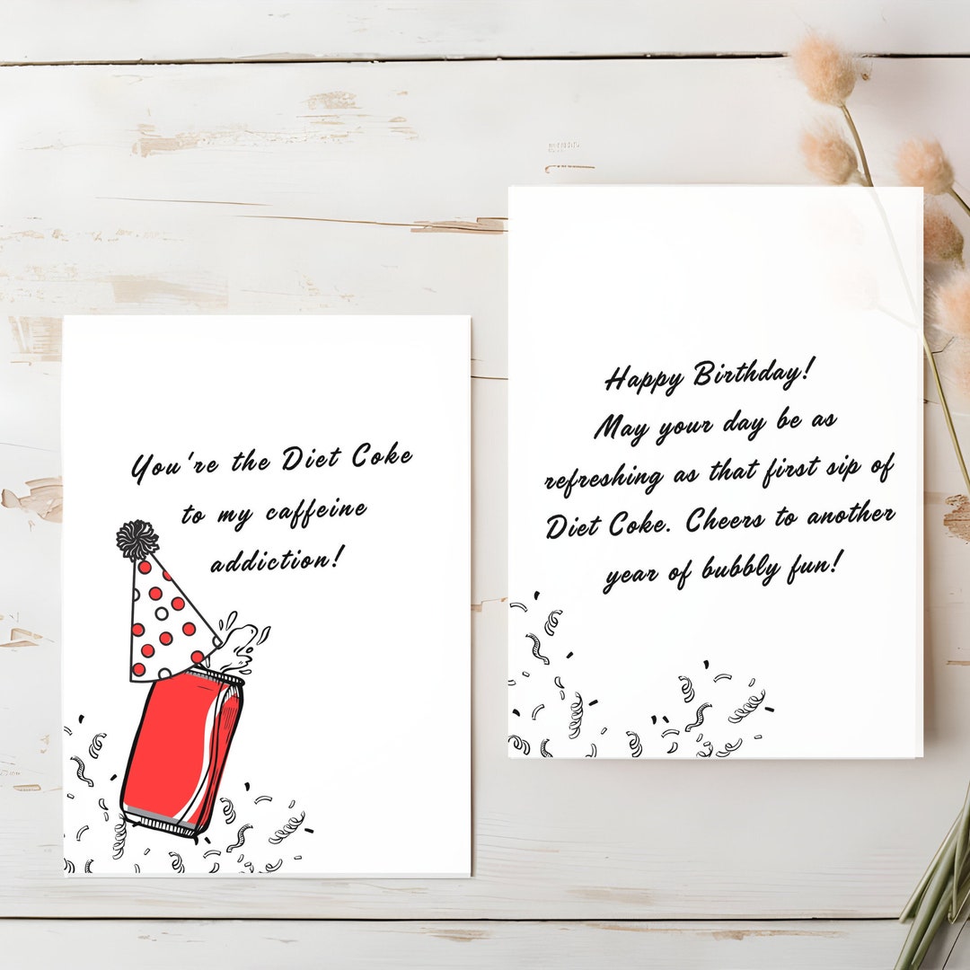 Funny Soda Lover Birthday Card, Diet Coke-themed Greeting for Friends ...