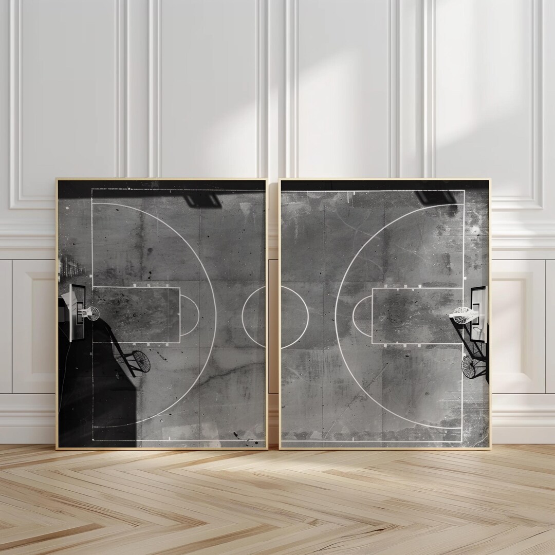 Vintage Basketball Court Wall Art, Vintage Sports Prints, Old School ...