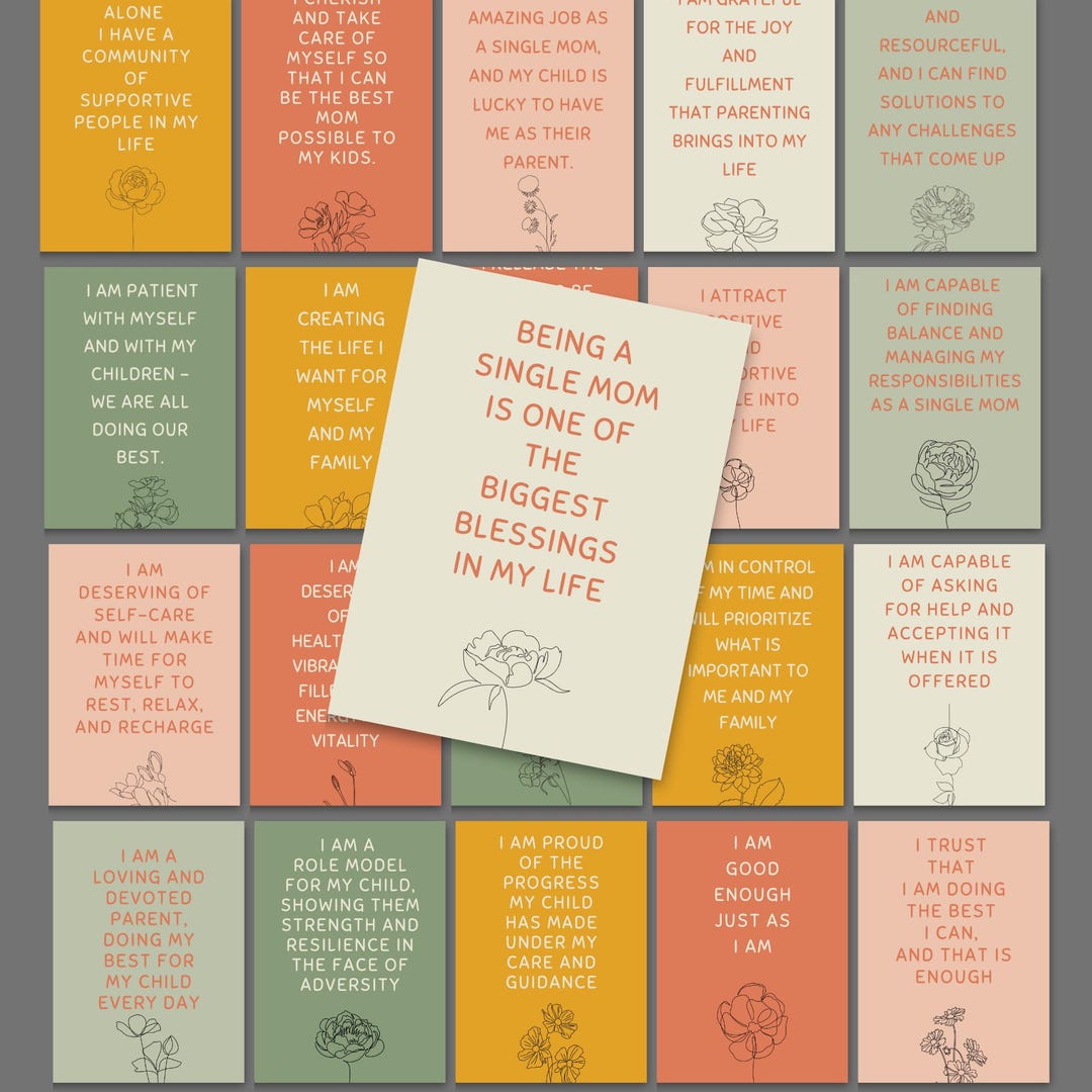 Single Moms Affirmation Cards Bundle,working Single Mom Inspiration ...