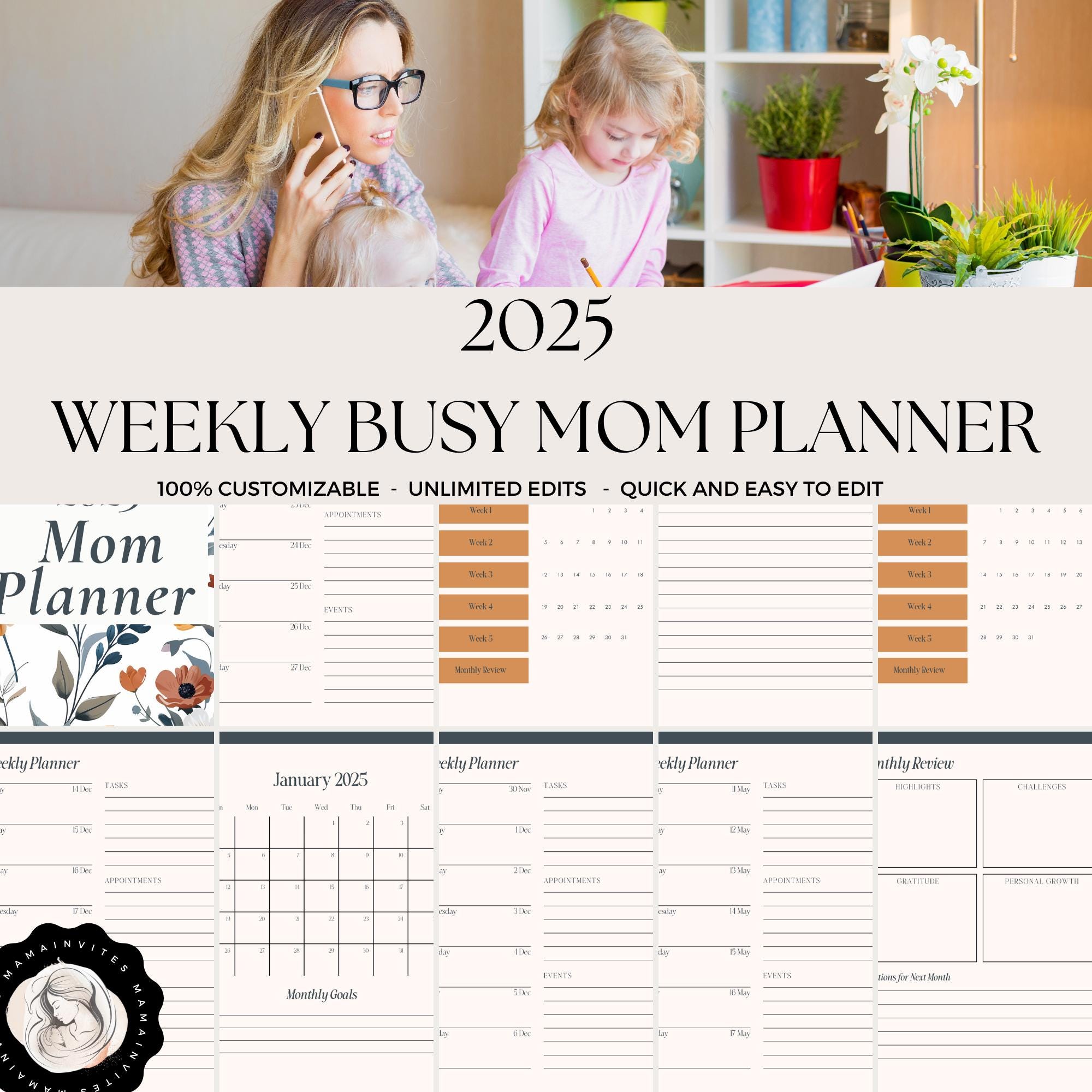 2025 Mom Life Digital Planner, Busy MOM Digital Planner, Busy Mom, Ipad ...