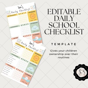 Editable Daily School Checklist, Kids Responsibility Chart, to Do List ...
