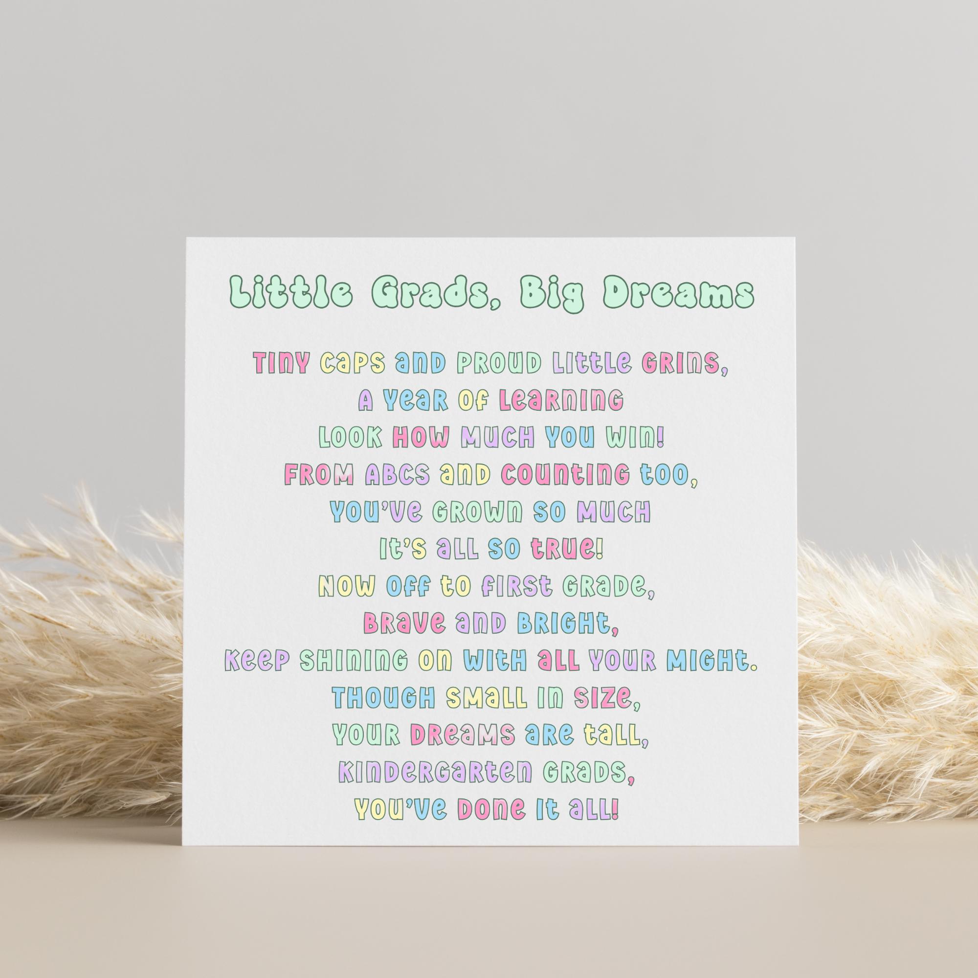 Preschool Graduation Poem: End of Year Keepsake (printable) - Etsy