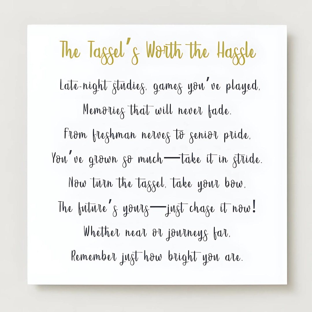 High School Graduation Poem Print, College High School Graduation Card ...