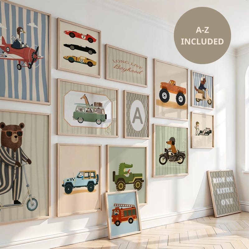 Vintage Car Toddler Art - Etsy UK