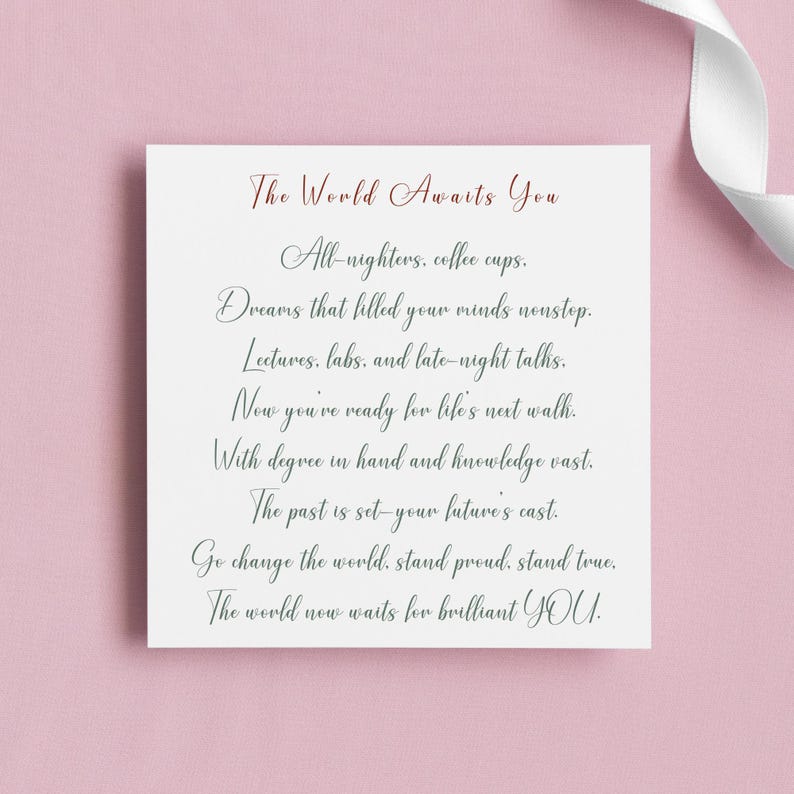 University Graduation Poem Printable, Class of 2025 Poem, Senior Grad ...