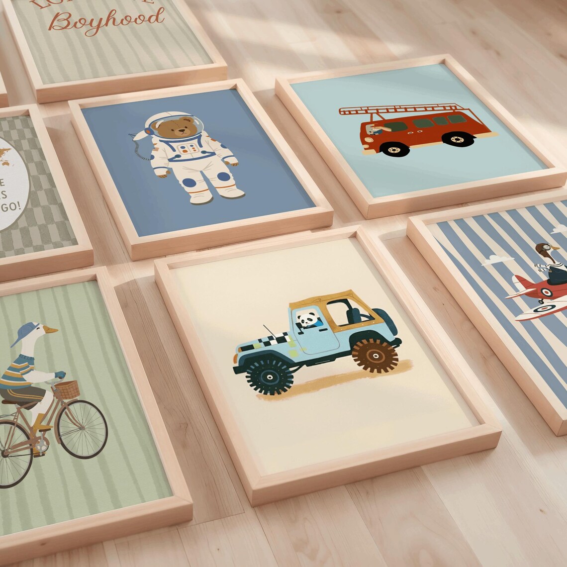 20 Retro Vehicle Wall Art Bundle, Nursery Transportation Prints A-Z ...