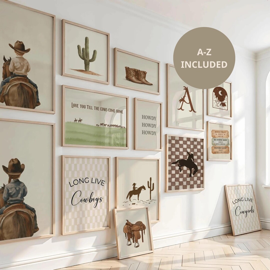 Personalized Vintage Western Prints Set of 15, Toddler Western Theme ...
