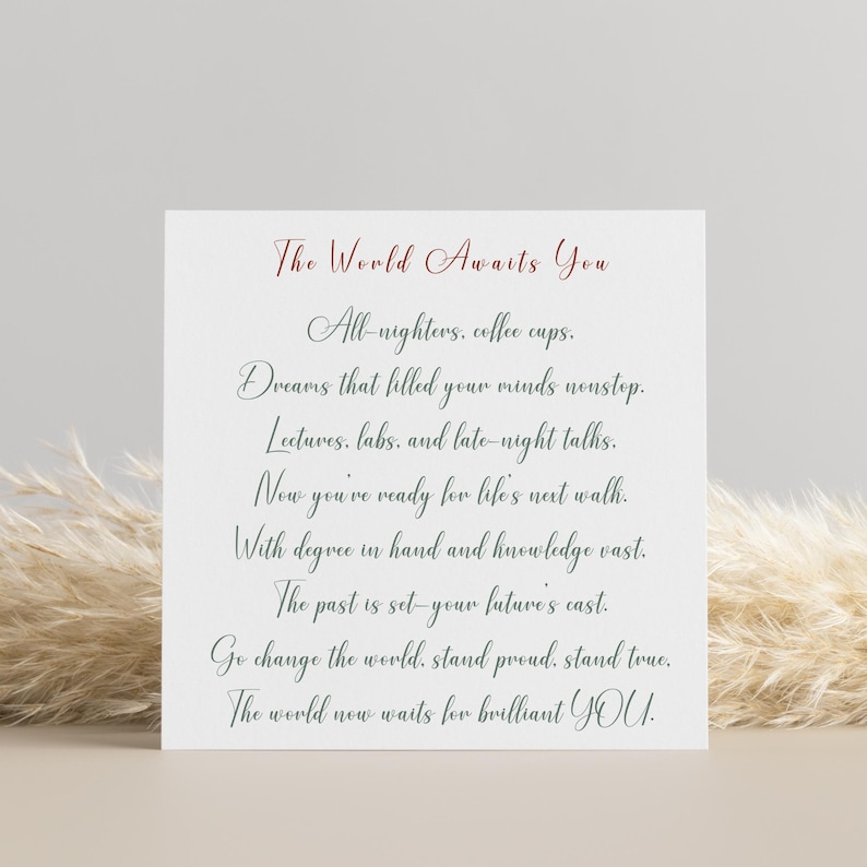 University Graduation Poem Printable, Class of 2025 Poem, Senior Grad ...