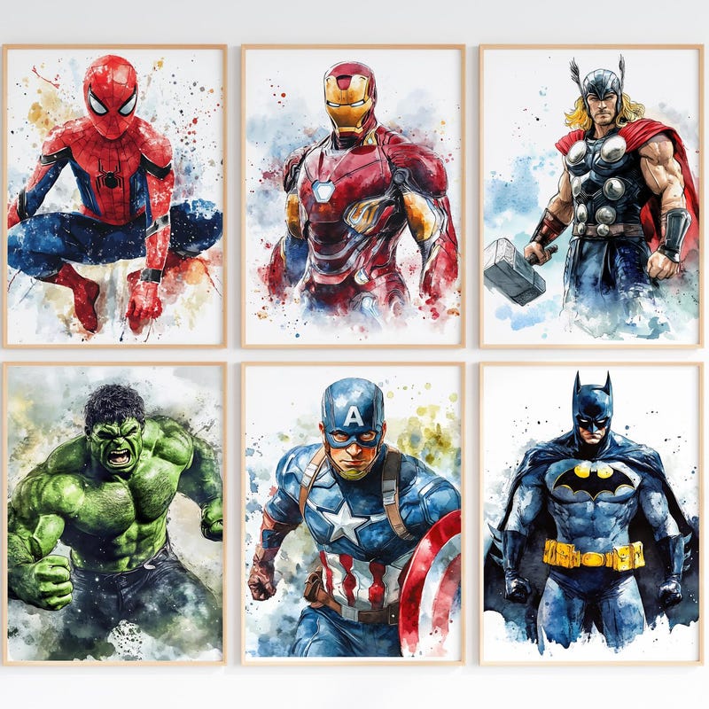 Superhero Watercolor - Etsy
