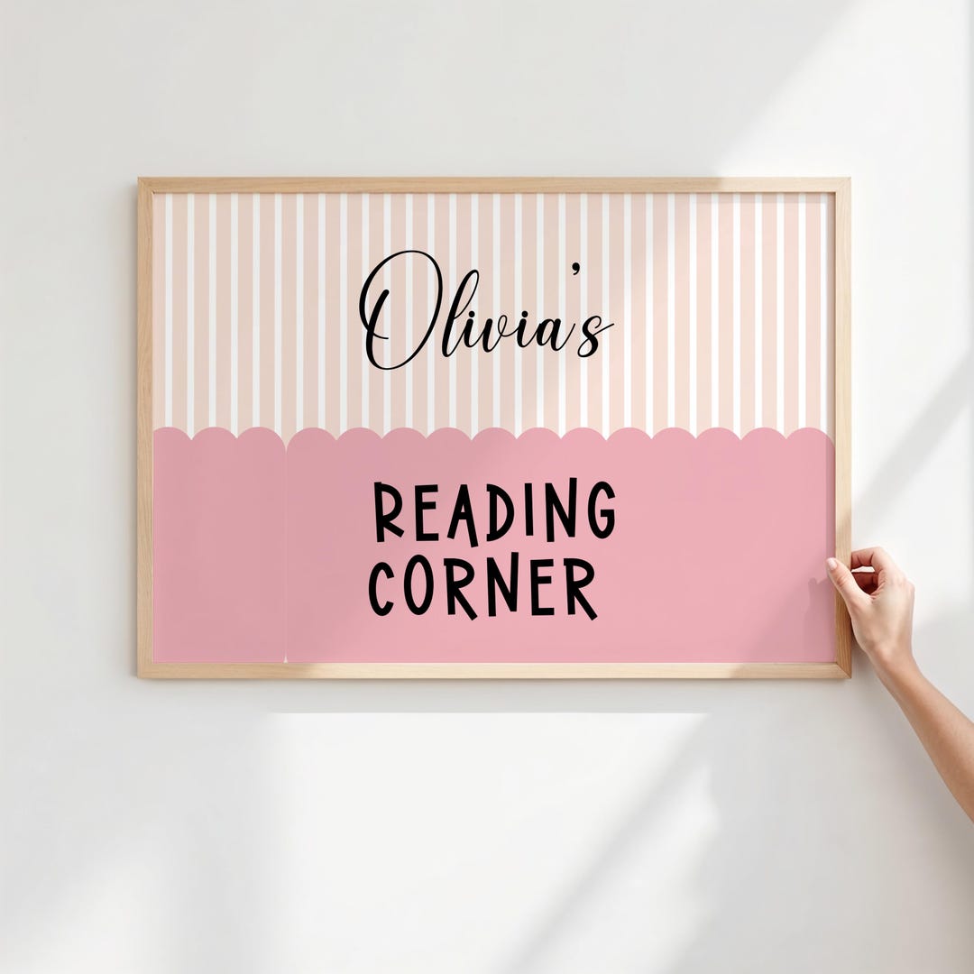 Personalized Reading Corner Sign, Book Nook Print, Girls Bedroom Decor ...