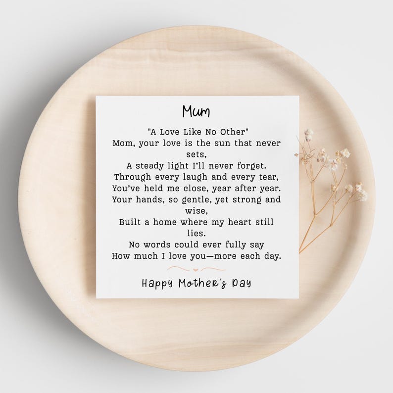 Editable Mother's Day Poem Card: Floral Design (digital Download) - Etsy