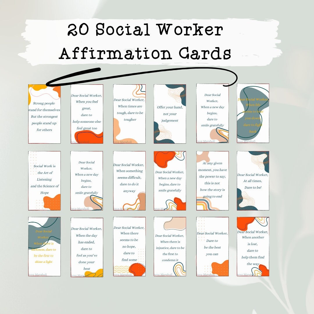 20 Encouragement Daily Affirmations for a Self Care Gift, Social Worker ...