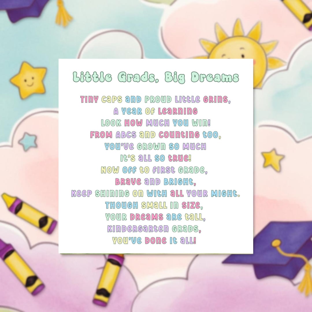 Preschool Graduation Poem: End of Year Keepsake (printable) - Etsy
