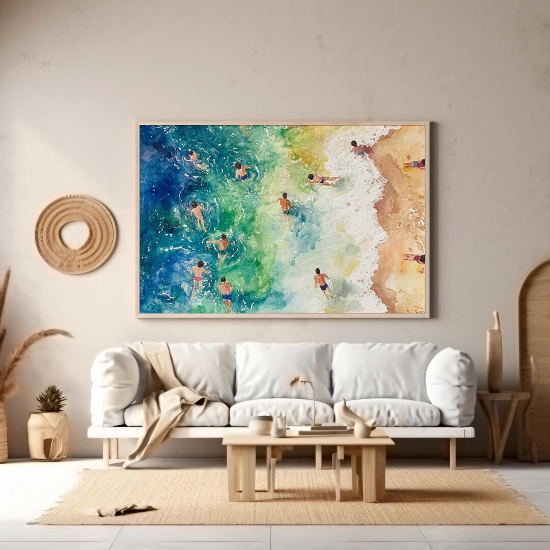 Tiny Ocean Swimmers Digital Print,retro Swimming Wall Art,pool House ...