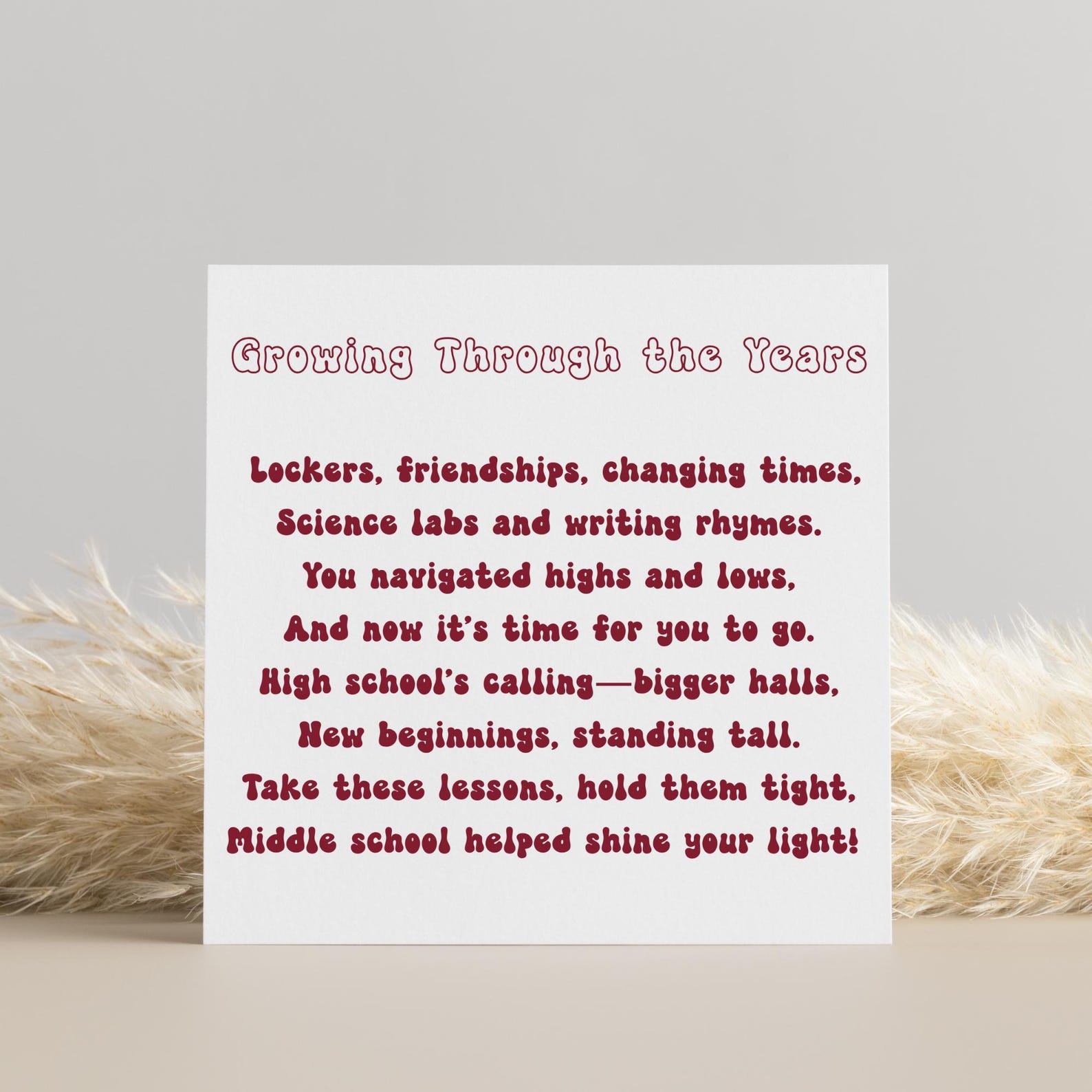 Middle School Graduation Poem Printable: 8th Grade Keepsake (PDF & JPG ...