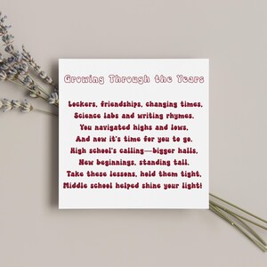 Middle School Graduation Poem Printable: 8th Grade Keepsake (PDF & JPG ...