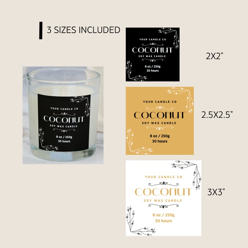Printable Candle Labels Template, Modern Candle Label Design, Custom ...