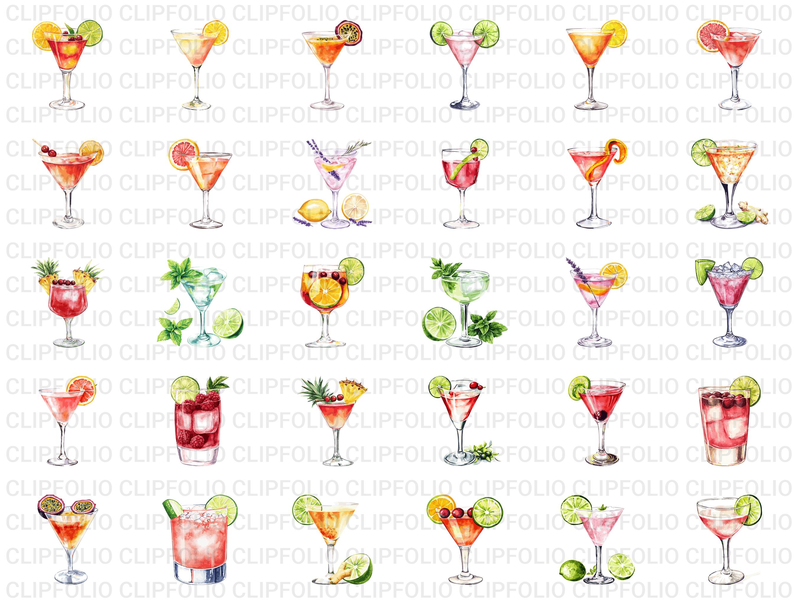 Cosmopolitan Clipart Bundle, 79 Designs, SVG and PNG, Cocktail and ...