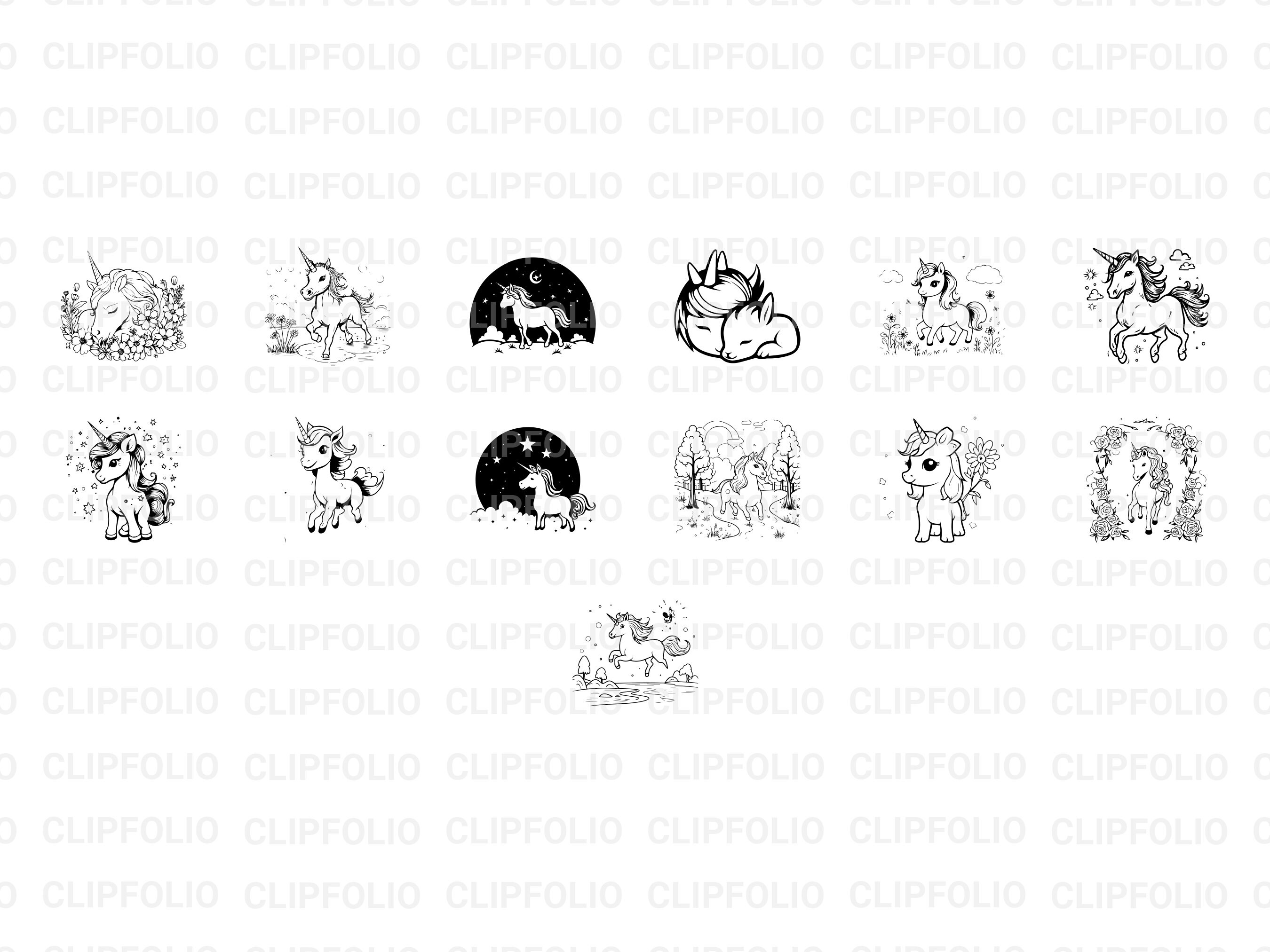 Unicorn Clipart Bundle 43 Designs SVG & PNG High Resolution Magical and ...