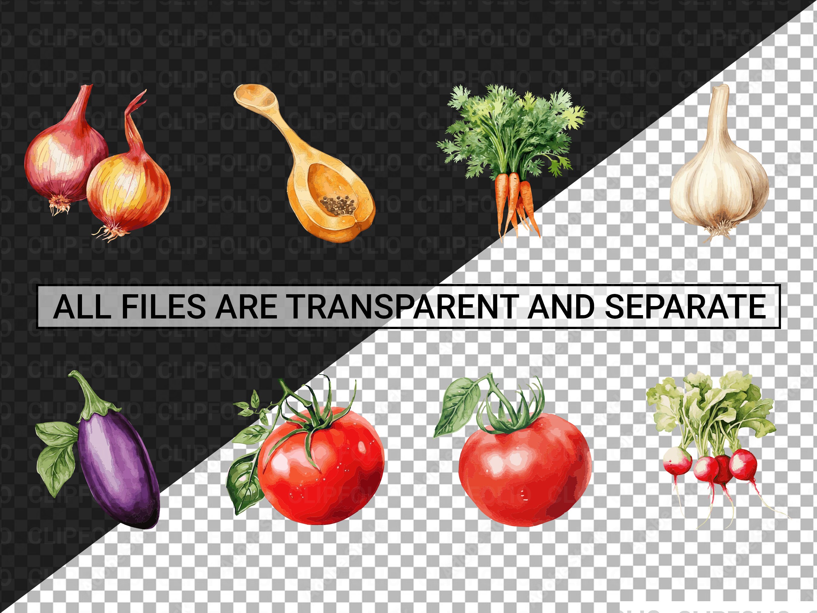 Vegetables Clipart Bundle 73 Designs SVG & PNG High Resolution Fresh ...