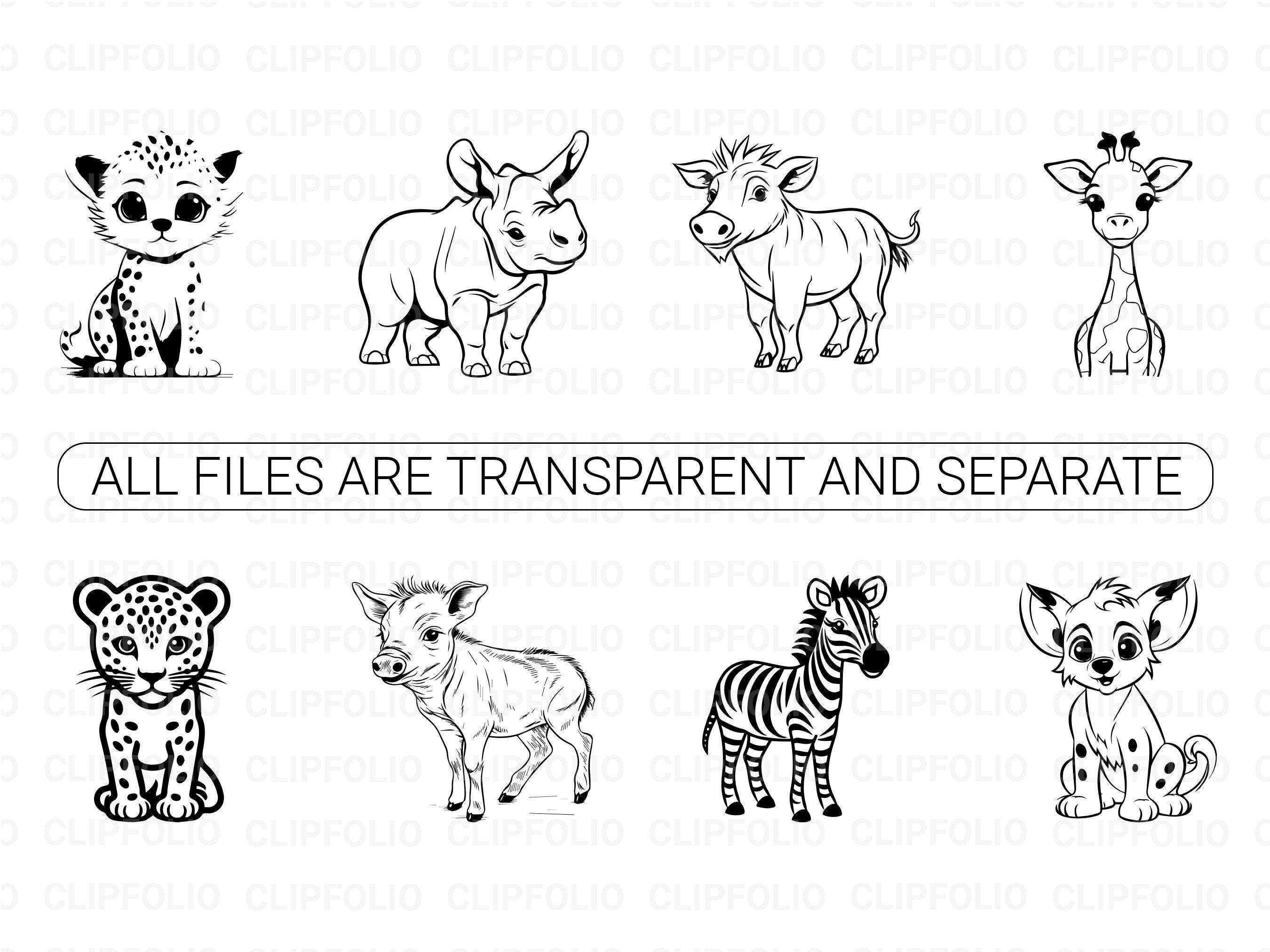 Cute and Adorable Safari Clipart Bundle 64 Designs SVG & PNG High ...