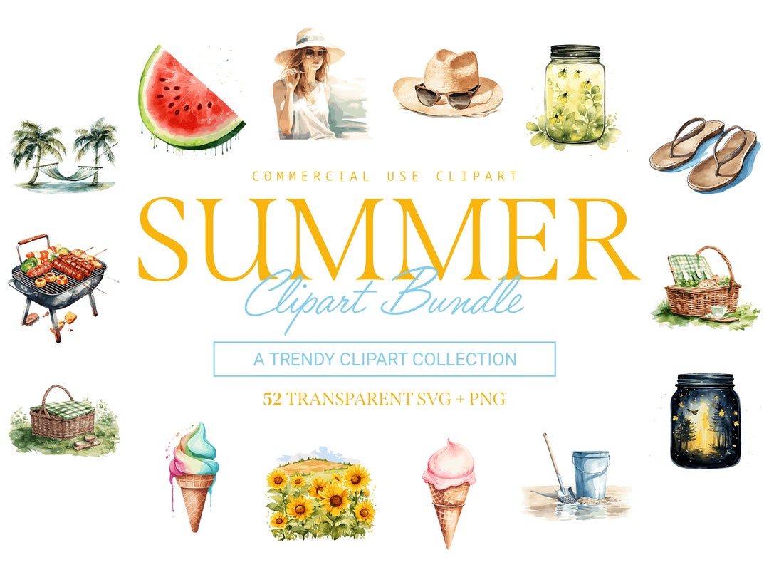 Summer Clipart Bundle - 54 Designs | SVG & PNG | High Resolution ...