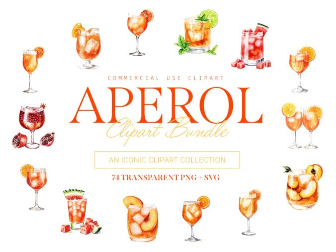 Aperol Spritz Cocktail Clipart Bundle, 74 Designs, SVG and PNG ...