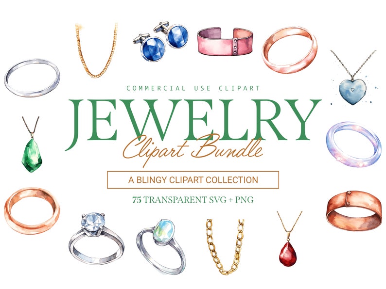 Jewelry Clipart Bundle: 75 Exquisite Designs (SVG & PNG) - Etsy