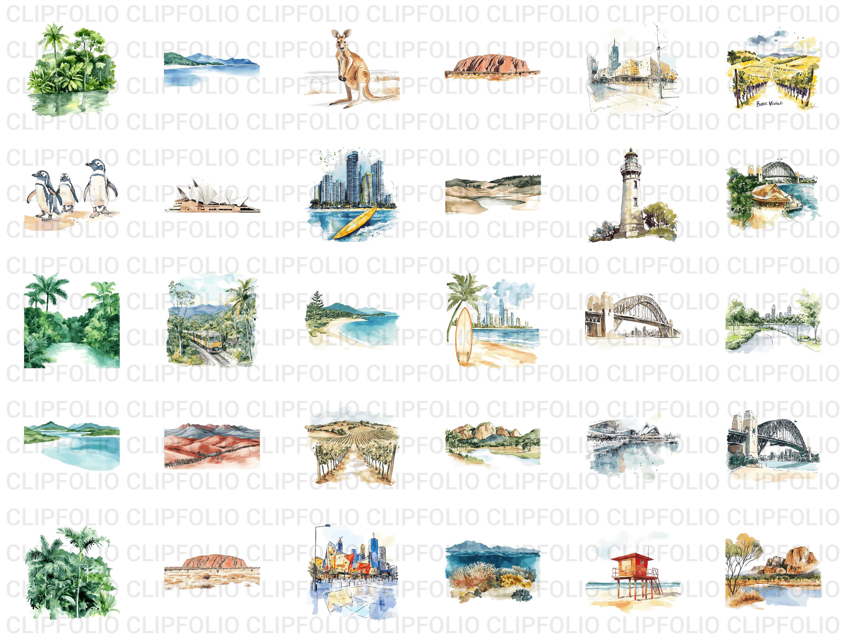 Australia Clipart Bundle, 108 Designs, SVG and PNG, Iconic Landmarks ...