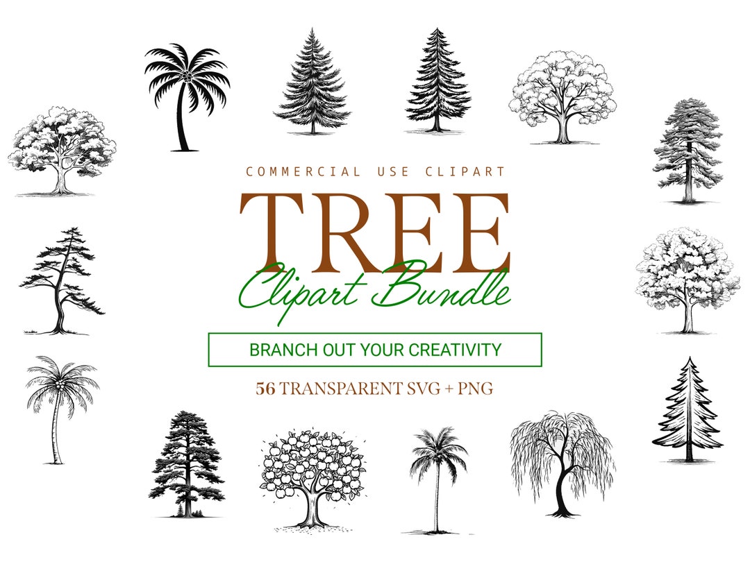 Tree Clipart Bundle - 56 Designs | SVG & PNG | High Resolution ...